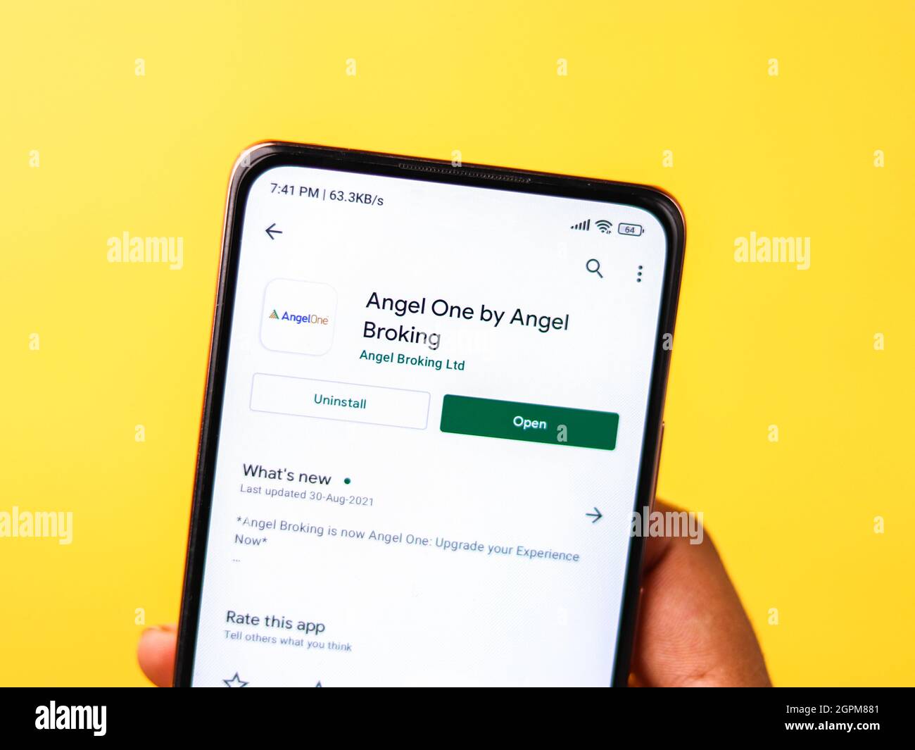 West Bangal, India - August 21, 2021 : Angel one logo on phone screen ...
