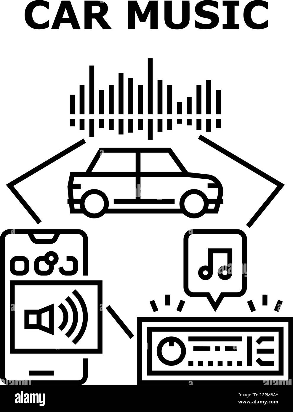 Car Music Electronics Concept Color Illustration Stock Vector Image ...