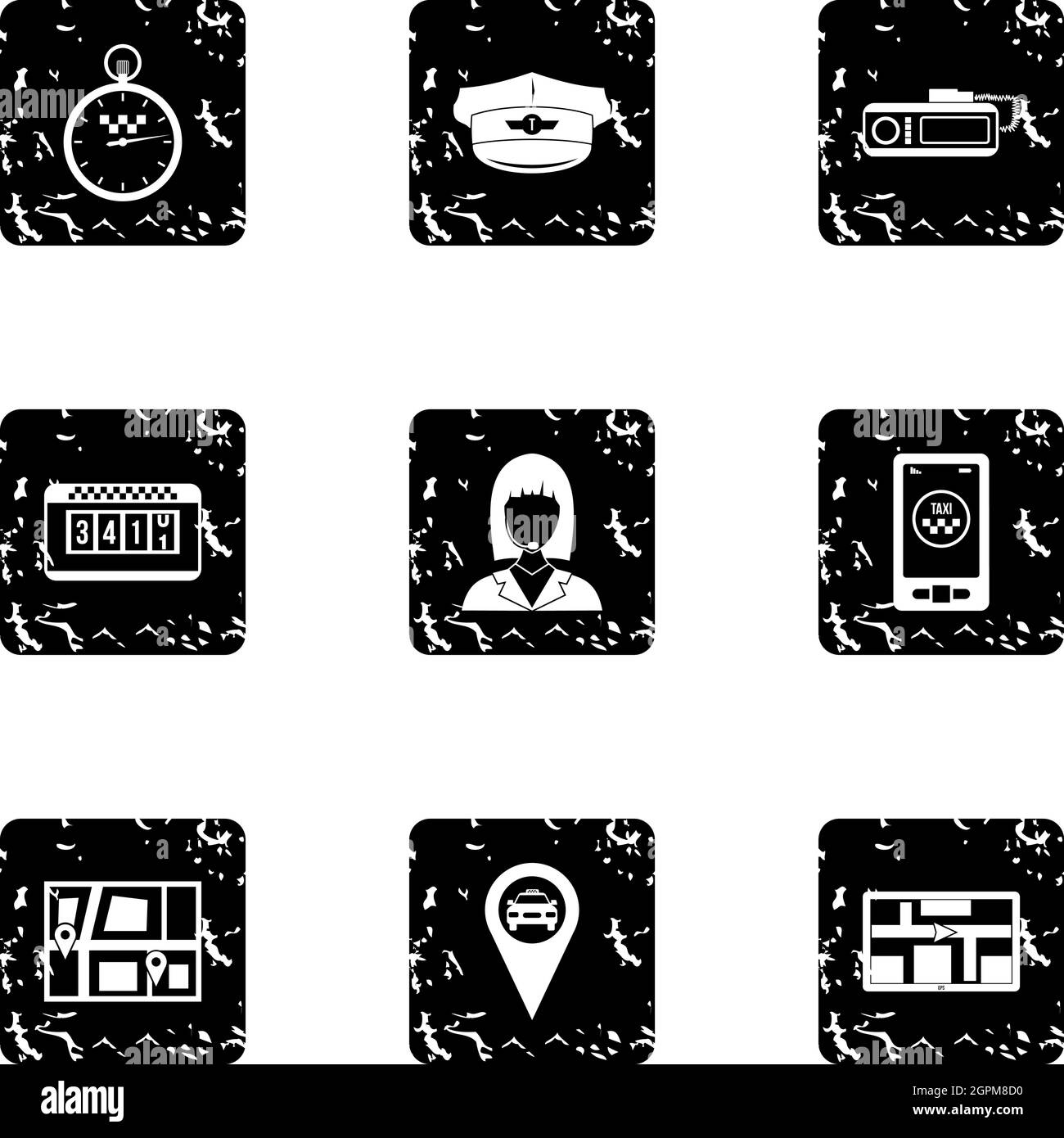 Taxi icons set Black and White Stock Photos & Images - Alamy