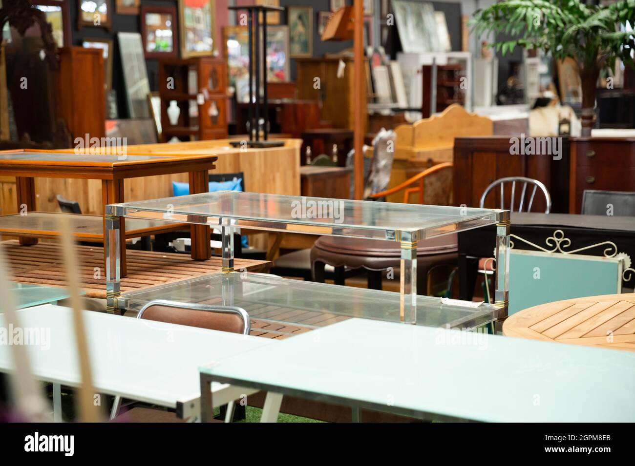 Interior of furniture and wooden handmade products shop Stock Photo - Alamy