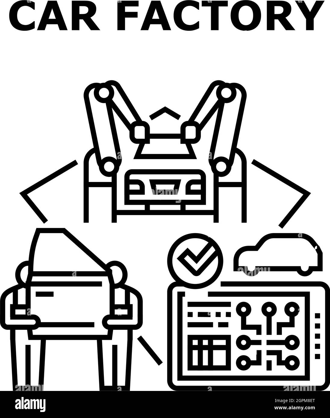 Car Factory Production Concept Color Illustration Stock Vector Image ...