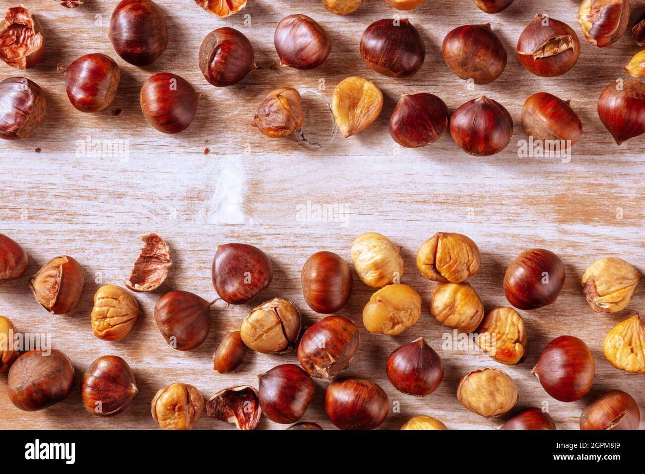 Chestnuts banner with copy space, a design template for an autumn menu ...