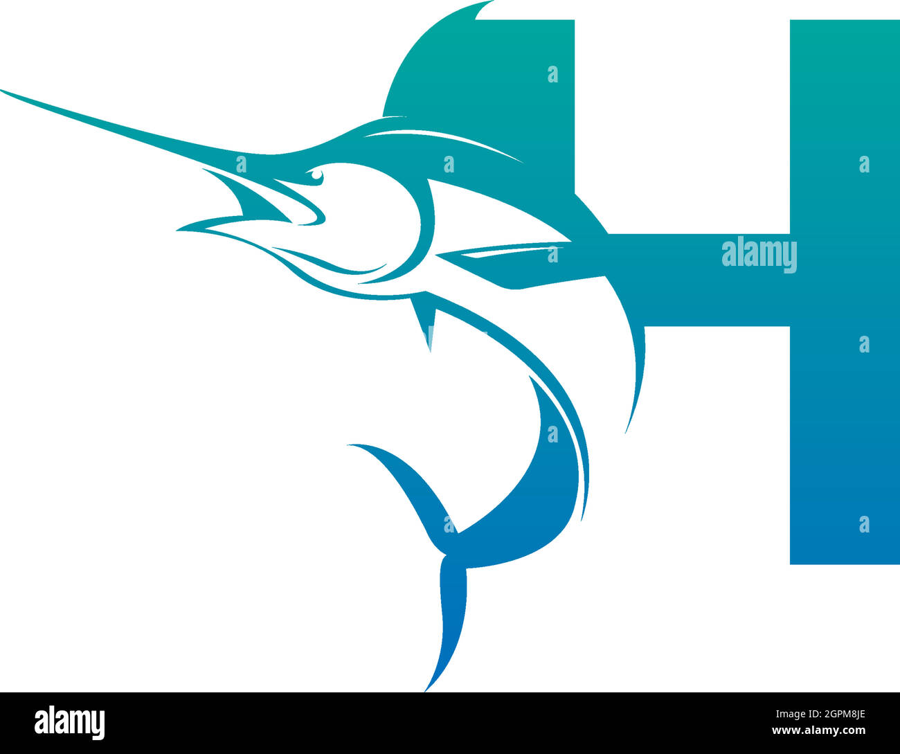 Letter H logo icon with fish design symbol template Stock Vector Image ...