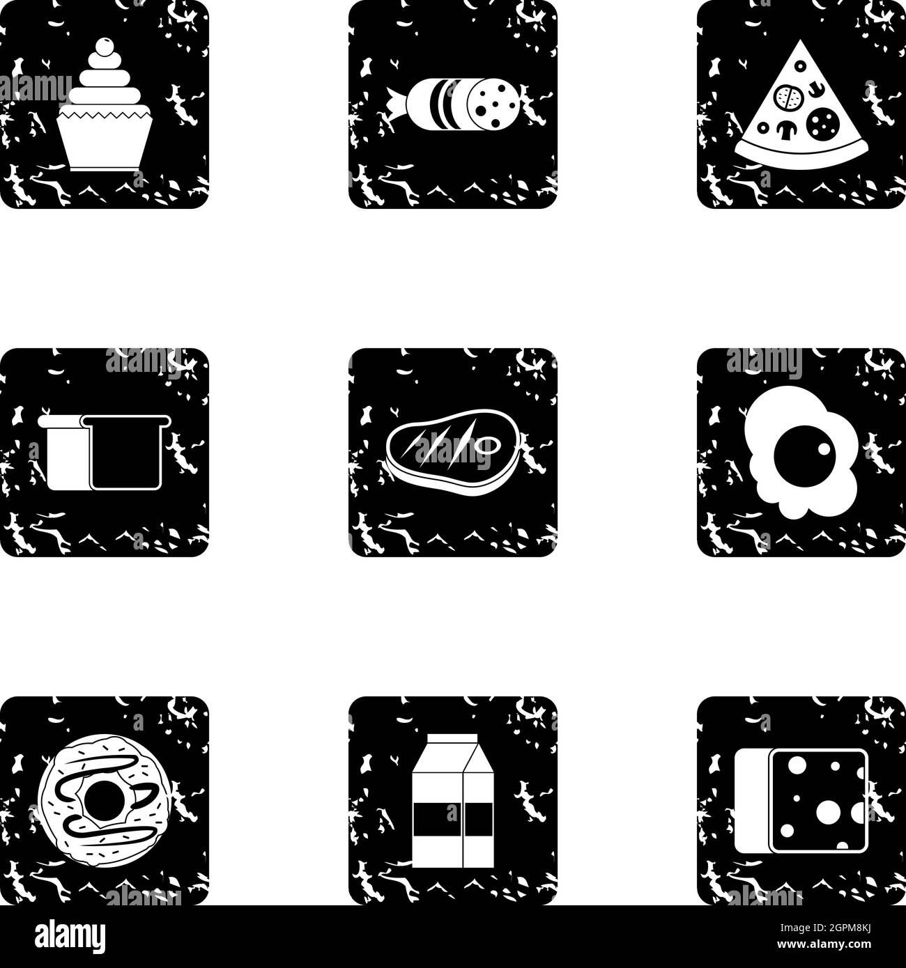 Meat food set Black and White Stock Photos & Images - Alamy