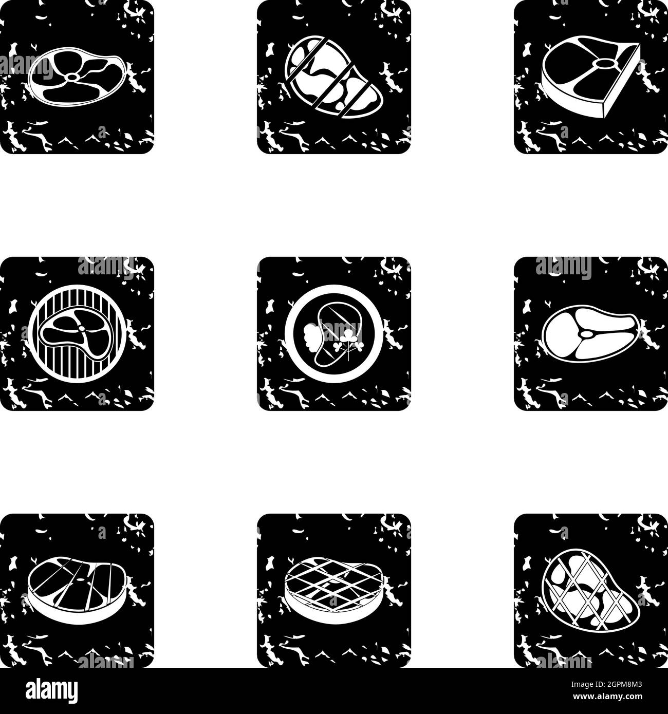 Beef icons set, grunge style Stock Vector Image & Art - Alamy
