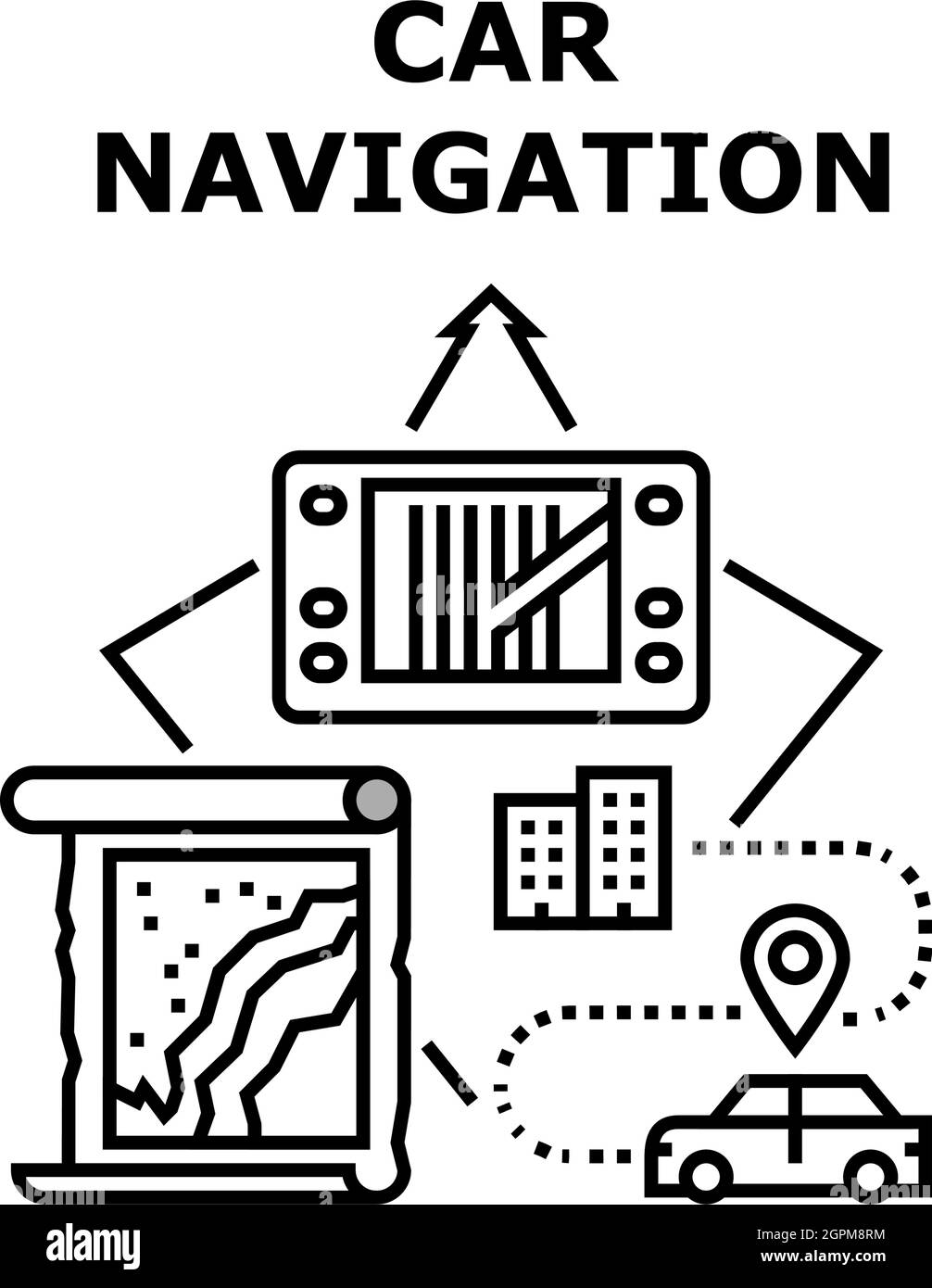 Car Navigation Device Concept Color Illustration Stock Vector Image ...