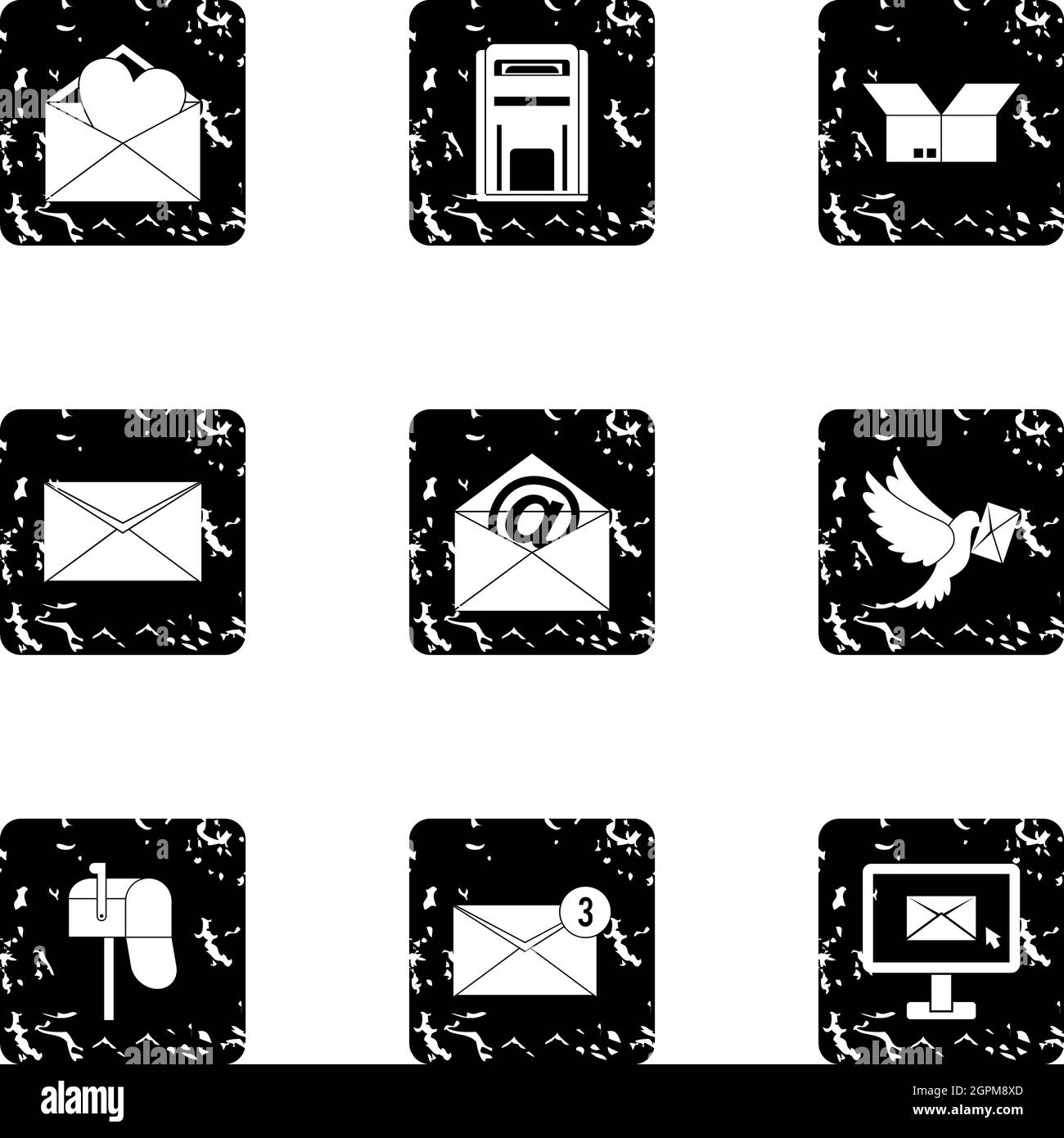 Communication via internet icons set, grunge style Stock Vector Image ...