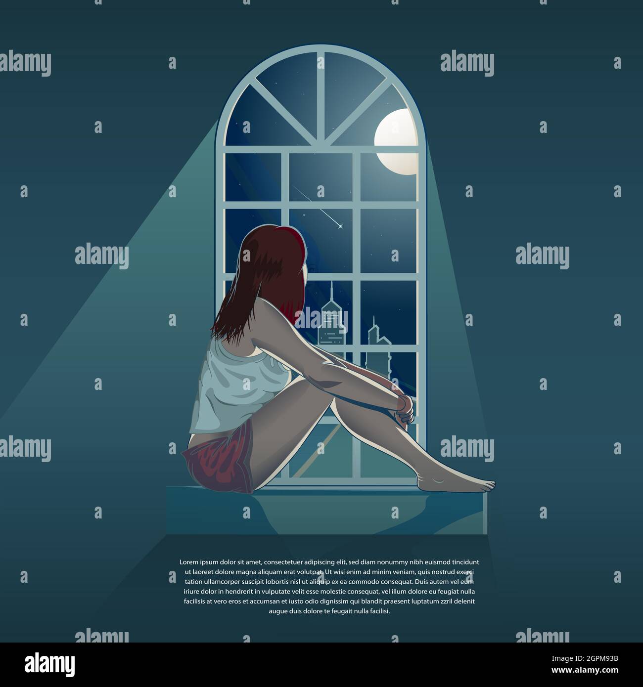 Apartment window wall interior sad Stock Vector Images - Alamy