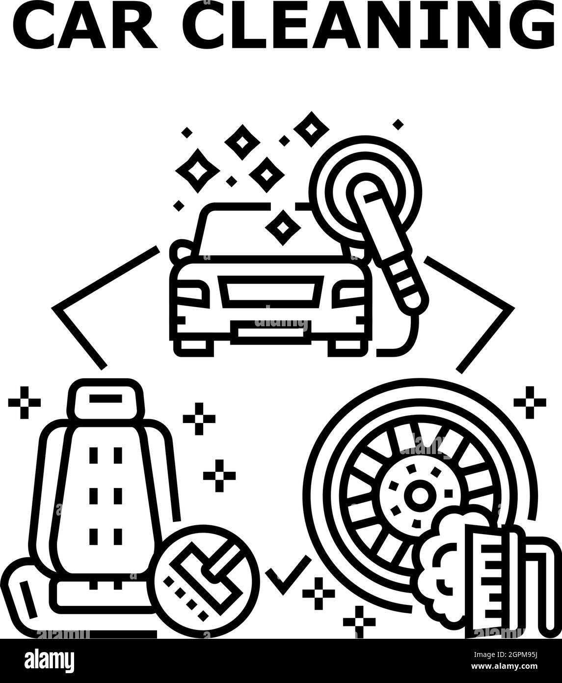 Car engine washing illustration Cut Out Stock Images & Pictures - Alamy