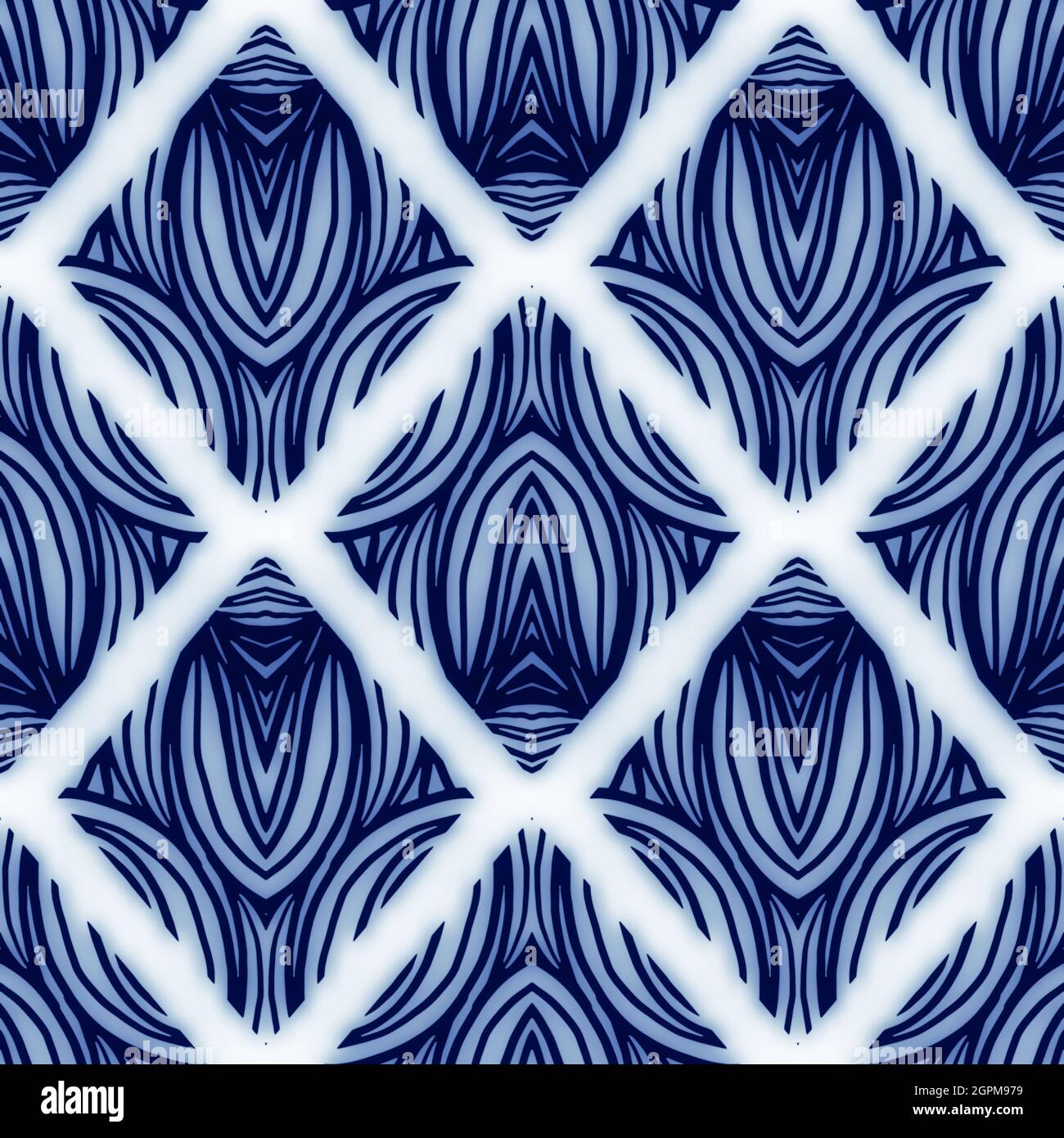 Seamless blue and white ceramic tile ornate damask pattern for surface ...