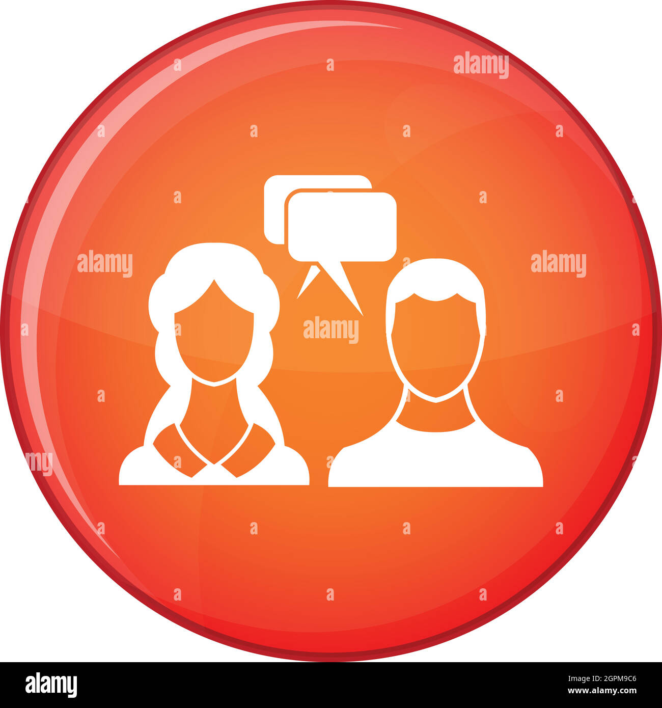 Speech bubbles with two faces icon, flat style Stock Vector Image & Art ...
