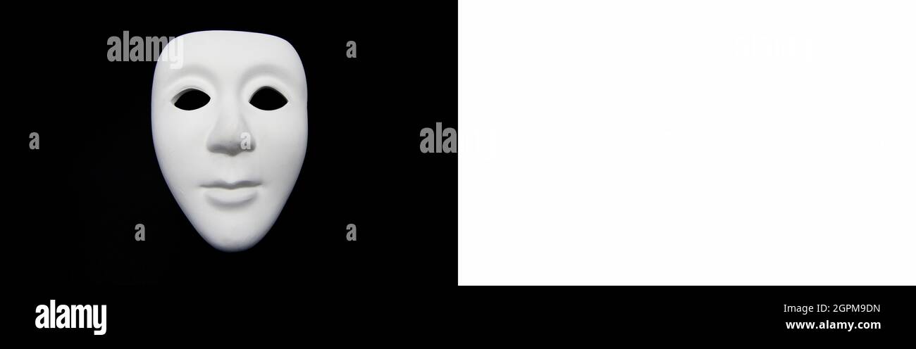 White mask banner isolated on black background. Web Banner with space ...