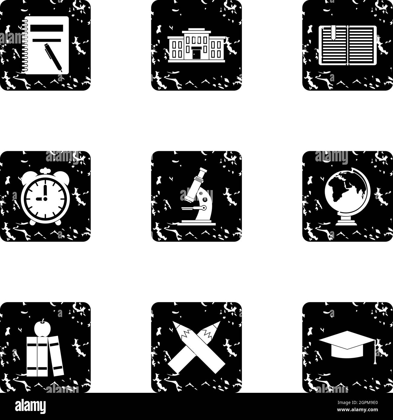 Alarm clock notebook school Black and White Stock Photos & Images - Alamy