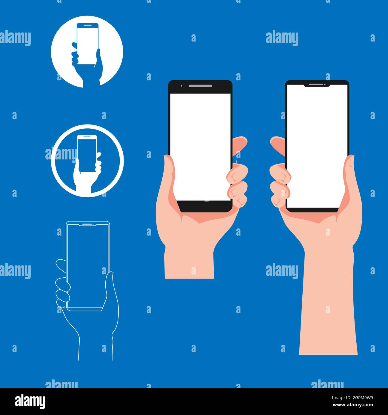 Hand holding smartphone design elements vector for commercial use Stock ...