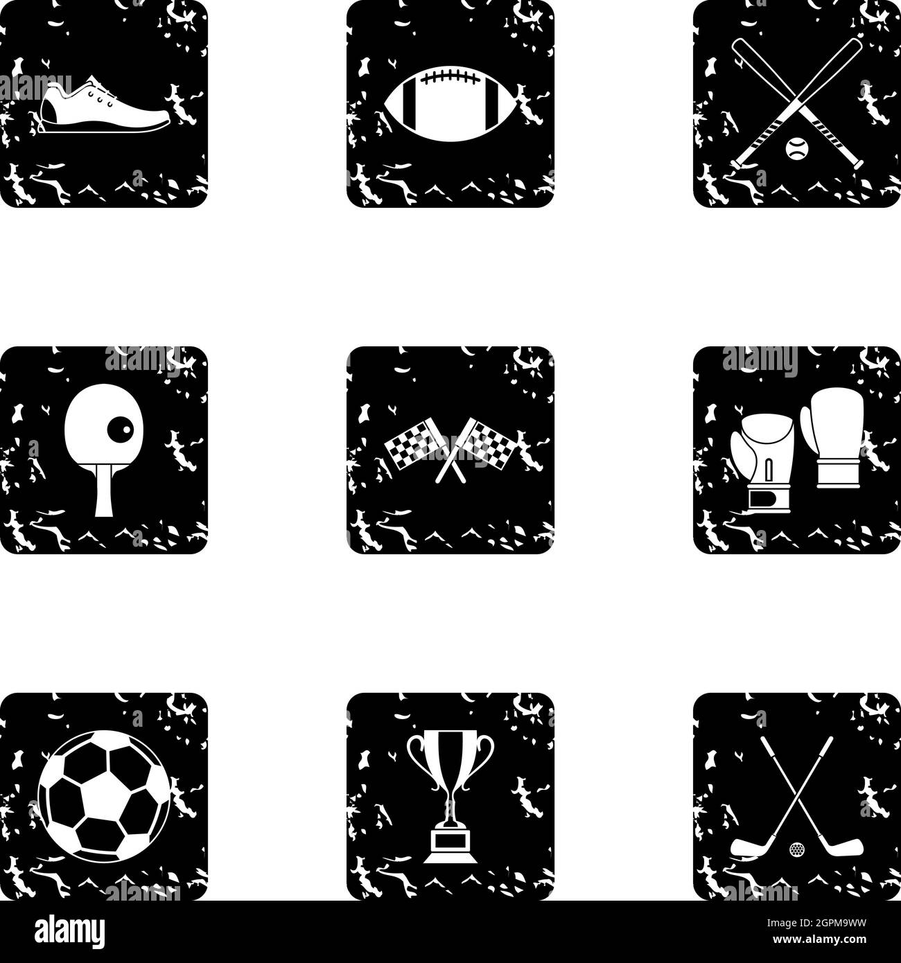 Sports equipment icons set Black and White Stock Photos & Images - Alamy