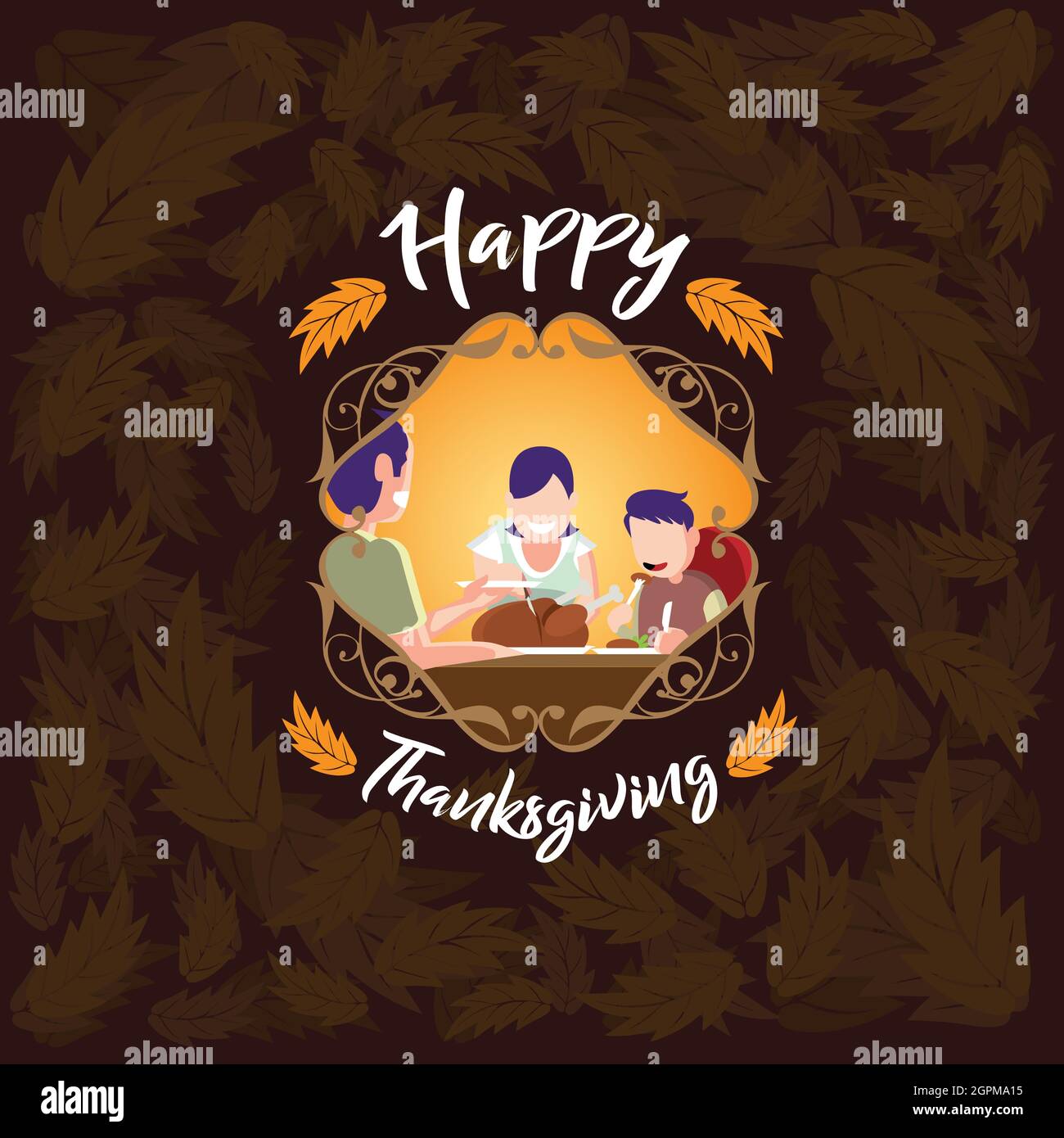 Happy Family and Happy Thanksgiving illustration Stock Vector Image ...