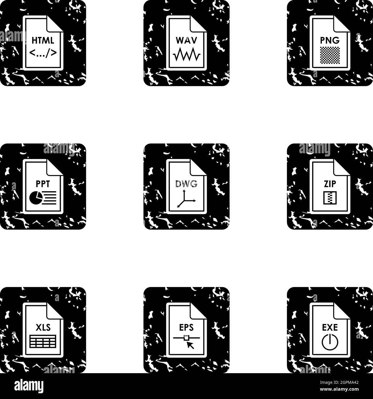 Types of files icons set, grunge style Stock Vector Image & Art - Alamy