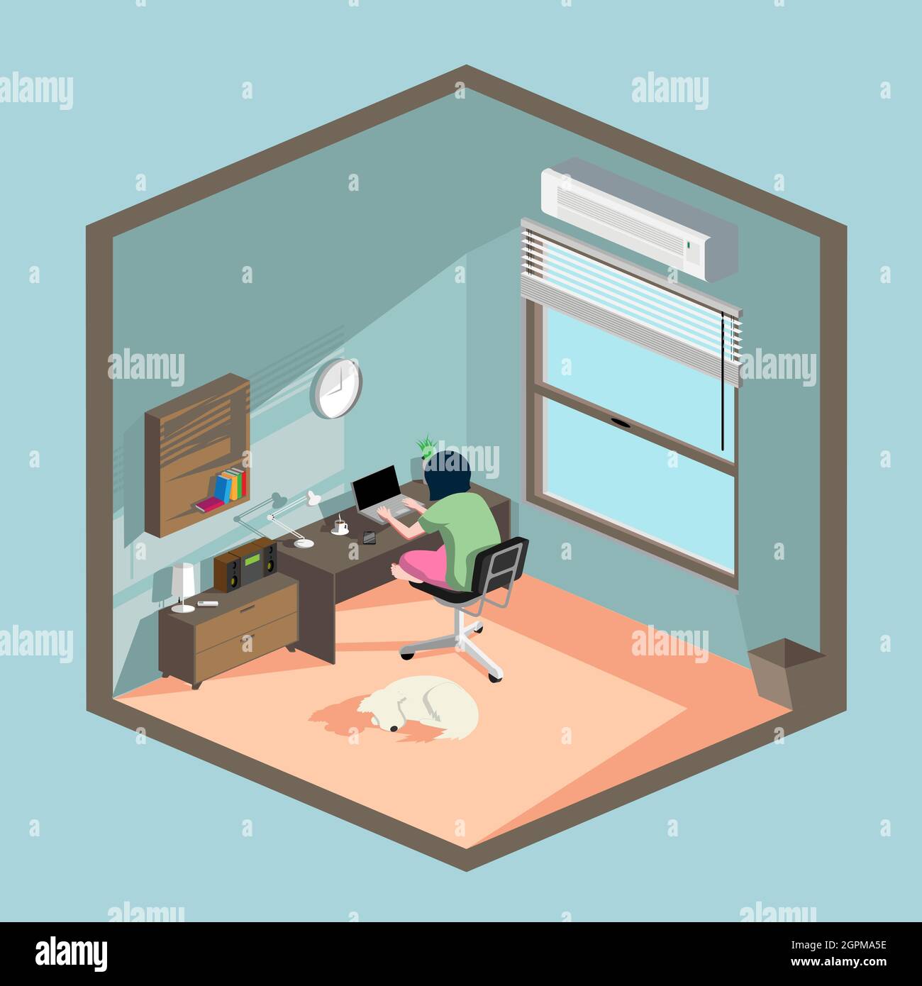 Work from Home vector flat illustration editable layers Stock Vector ...