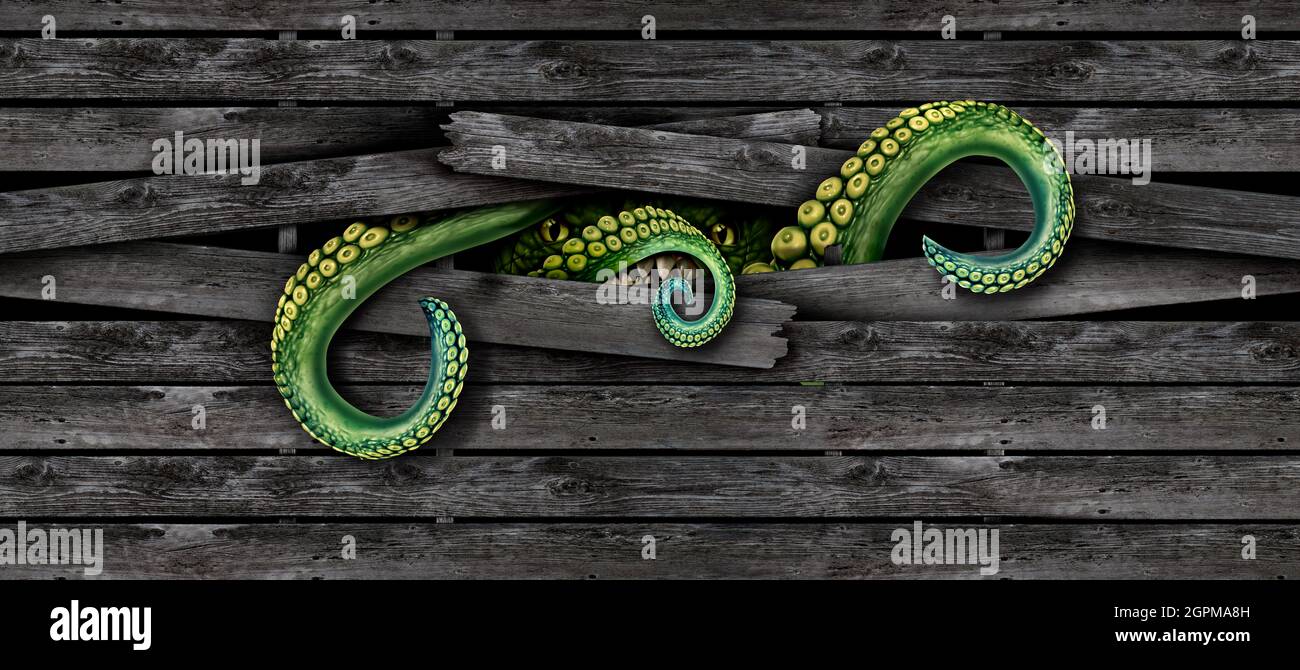 Scary alien monster background and creepy horror beast or as green ...