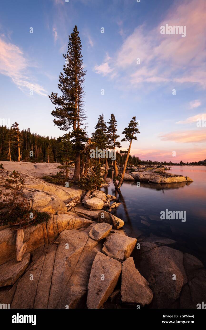 Sunset on Lake Aloha Stock Photo - Alamy