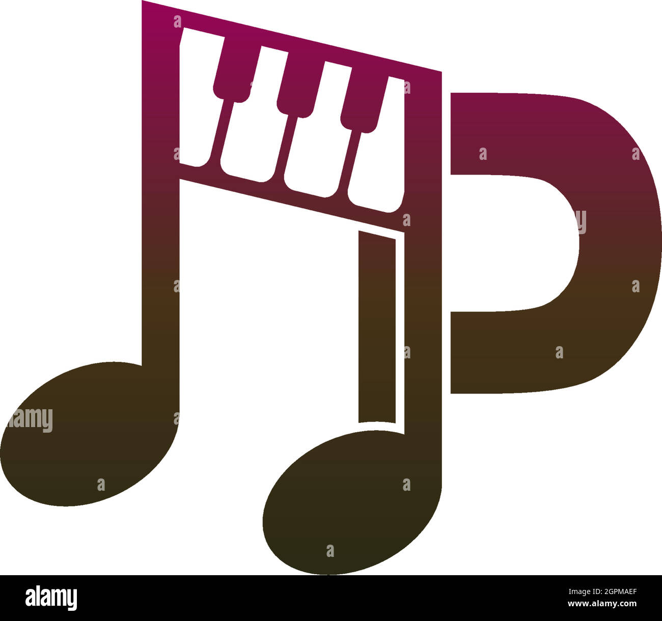 Letter P logo icon with musical note design symbol template Stock ...