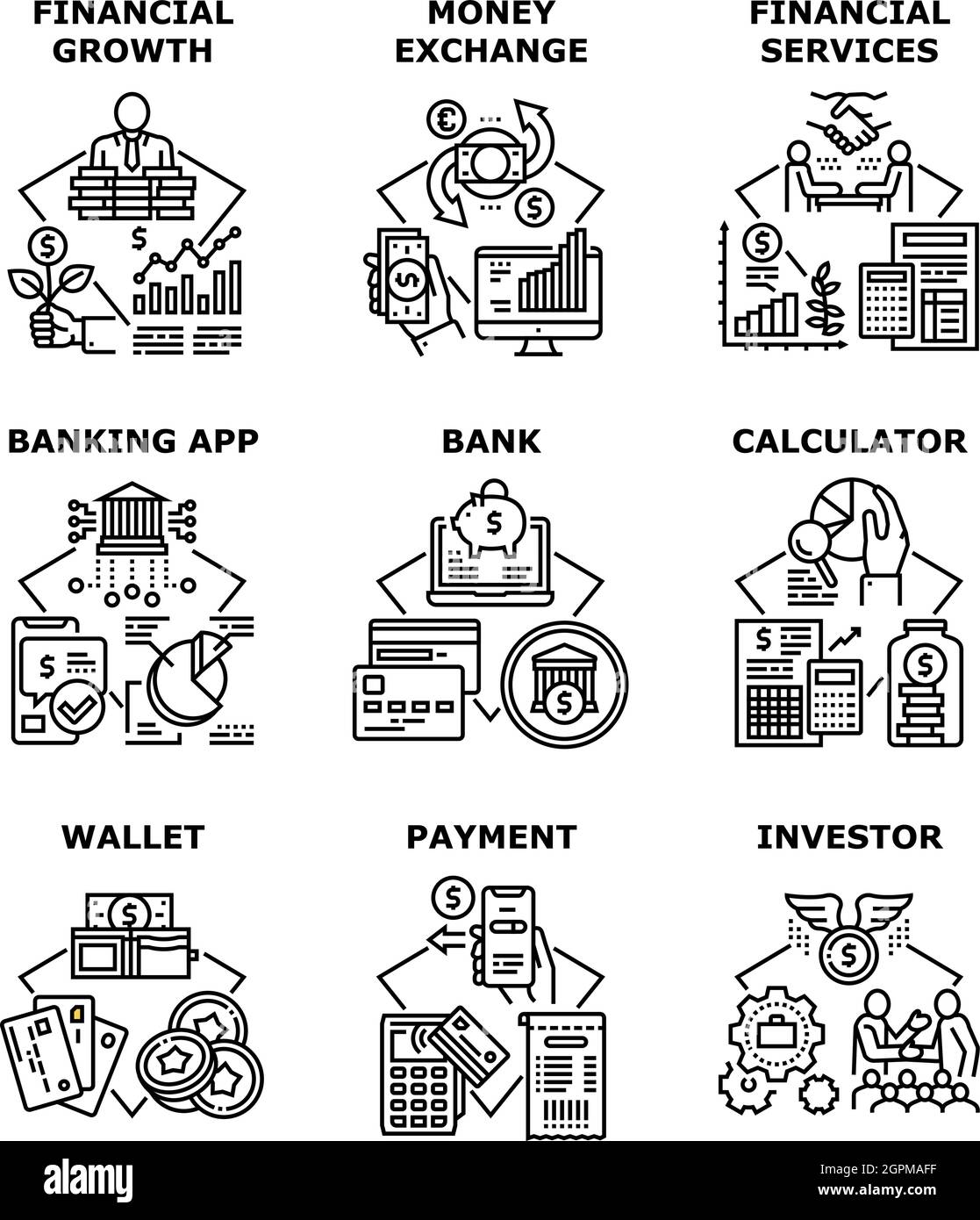 Financial services set icons Stock Vector Images - Alamy