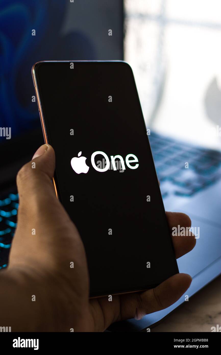 West Bangal, India - September 28, 2021 : Apple one logo on phone ...