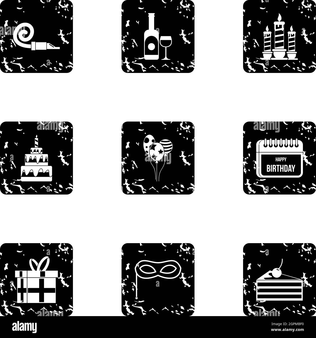 Grunge black happy birthday Stock Vector Images - Alamy