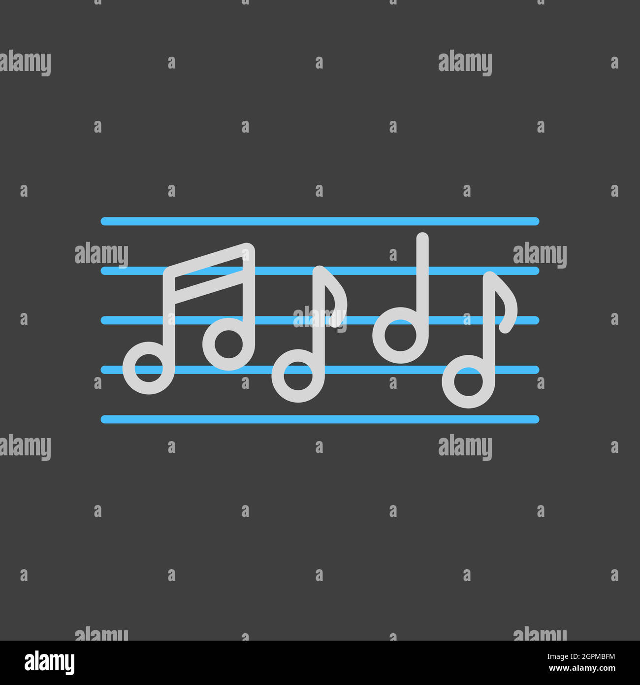 Stave and music notes vector icon on dark background Stock Vector Image ...