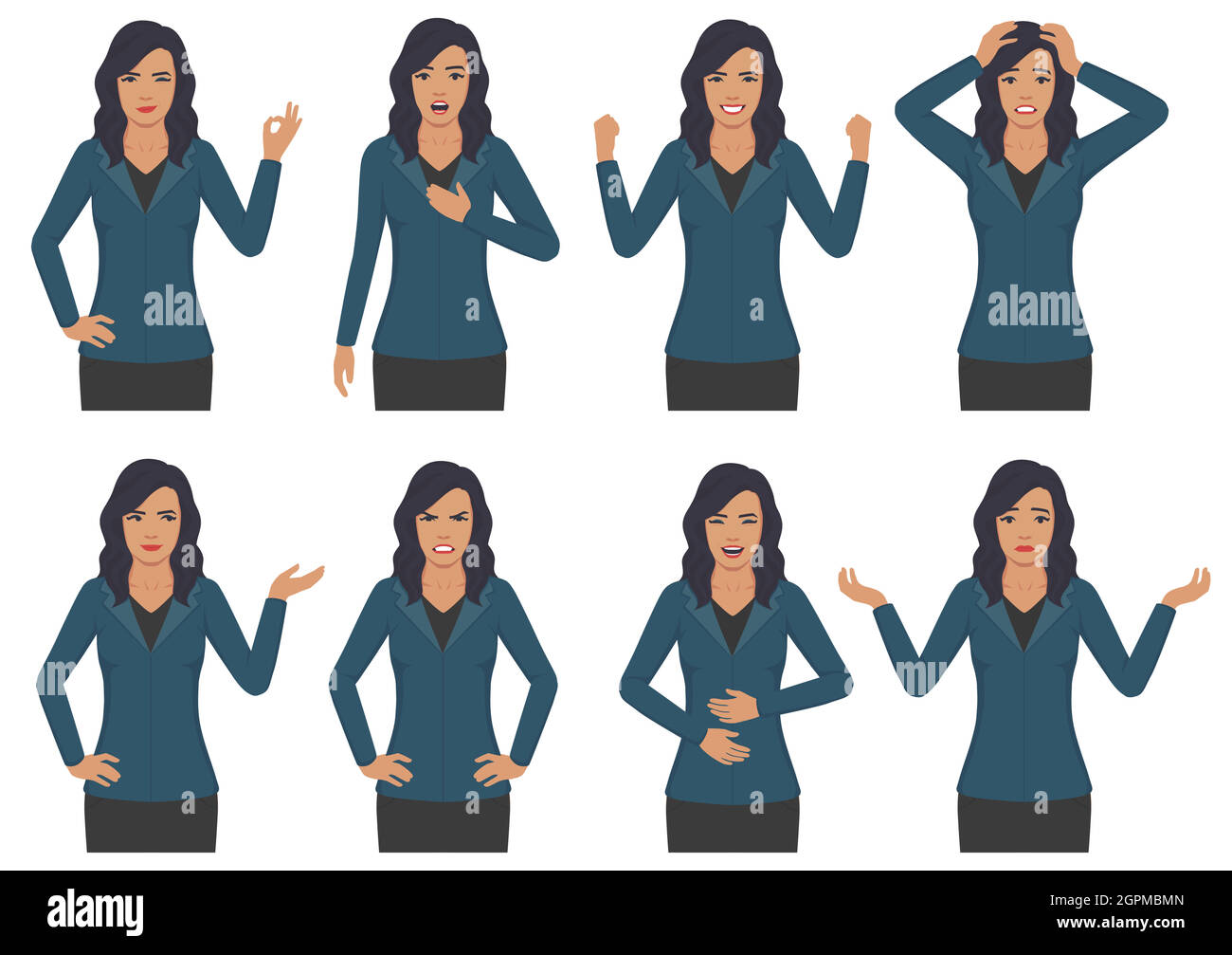 woman character, expressions with hands gesture Stock Vector Image & Art - Alamy