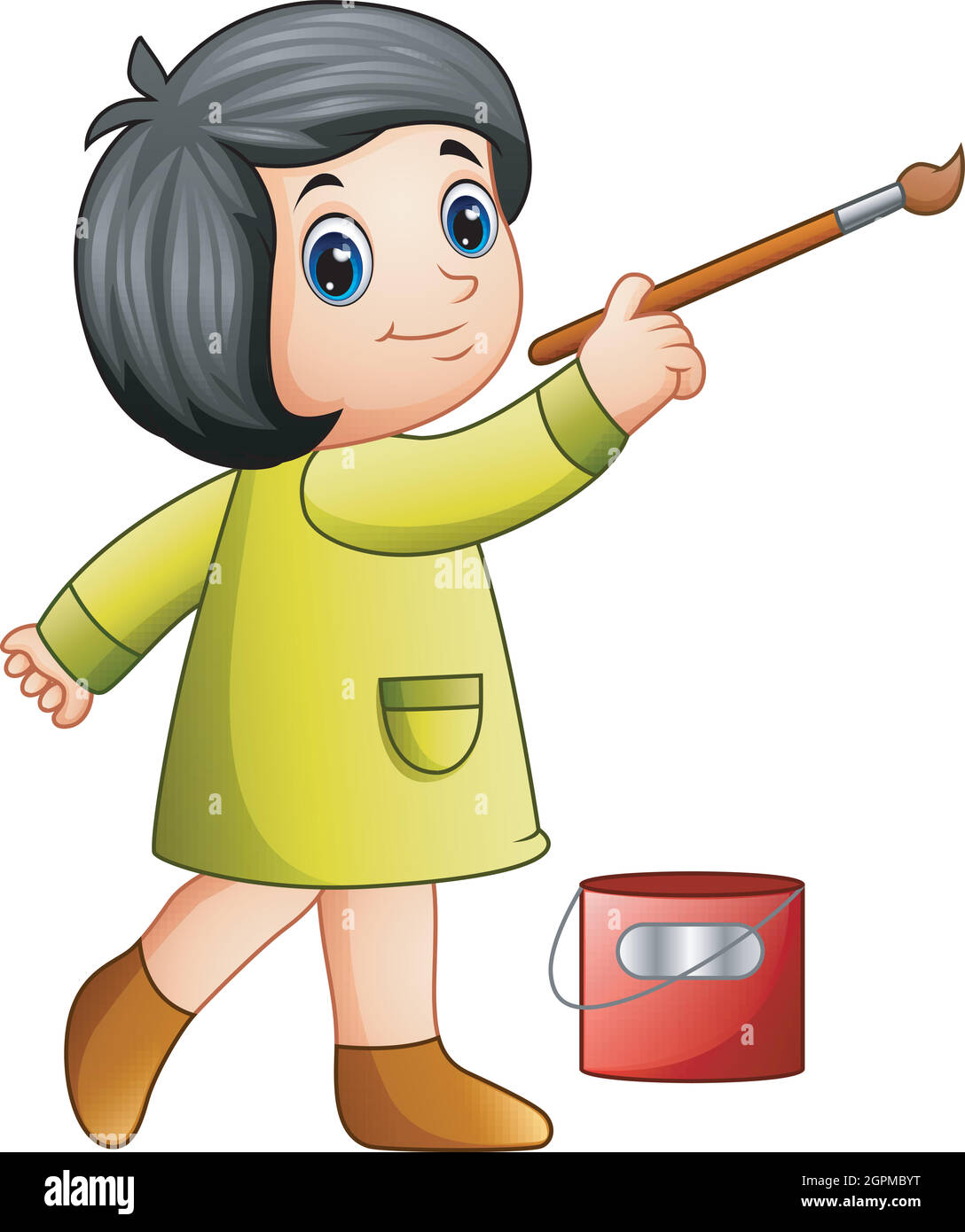 Little girl painting with paintbrush Stock Vector Image & Art - Alamy