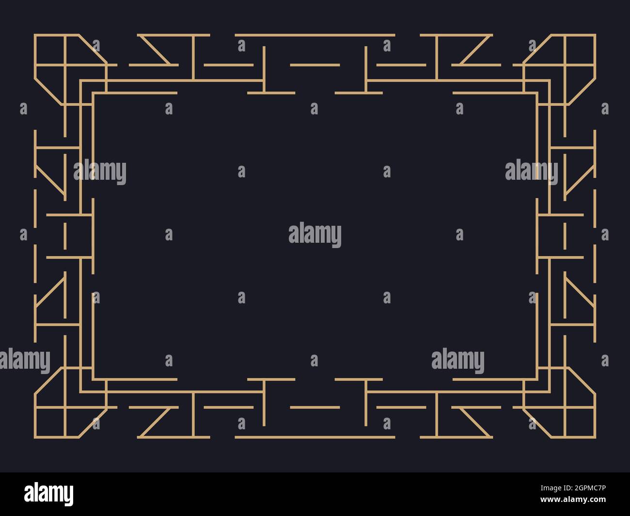 Art deco frame. Vintage linear border. Design a template for ...