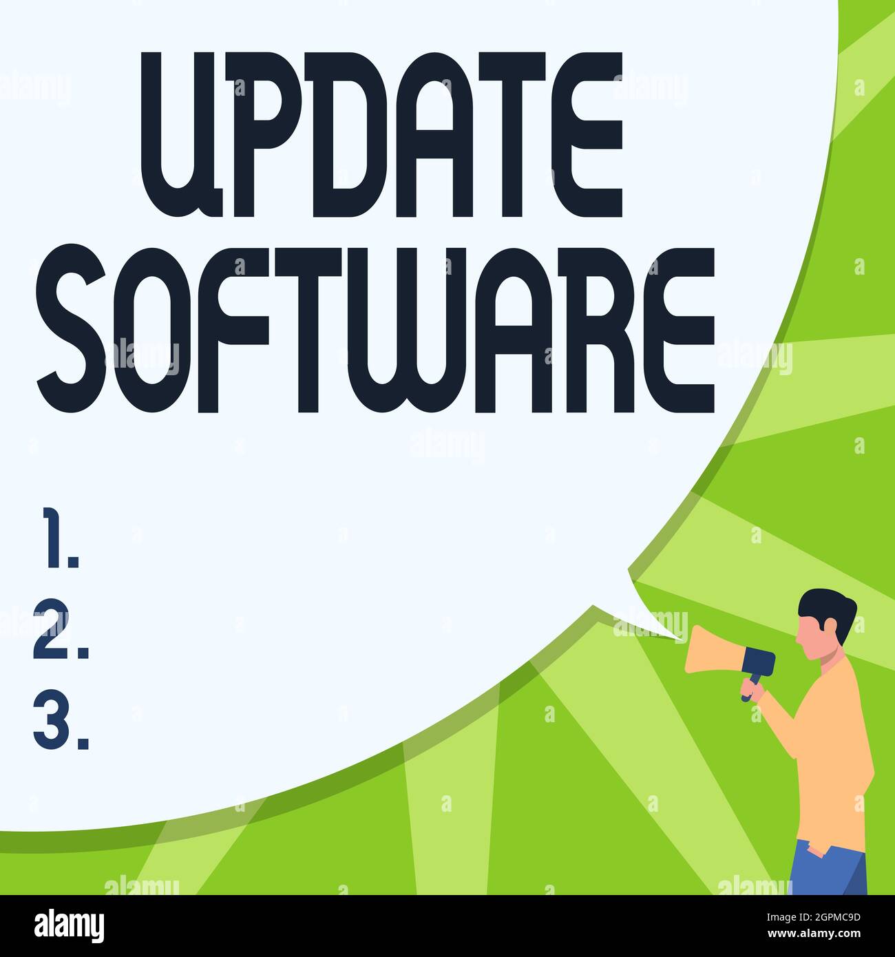 Text caption presenting Update Software. Concept meaning replacing program with a newer version ...
