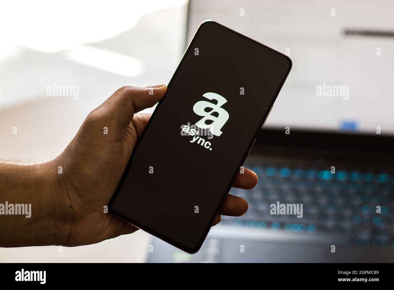 West Bangal, India - September 28, 2021 : Async art logo on phone ...