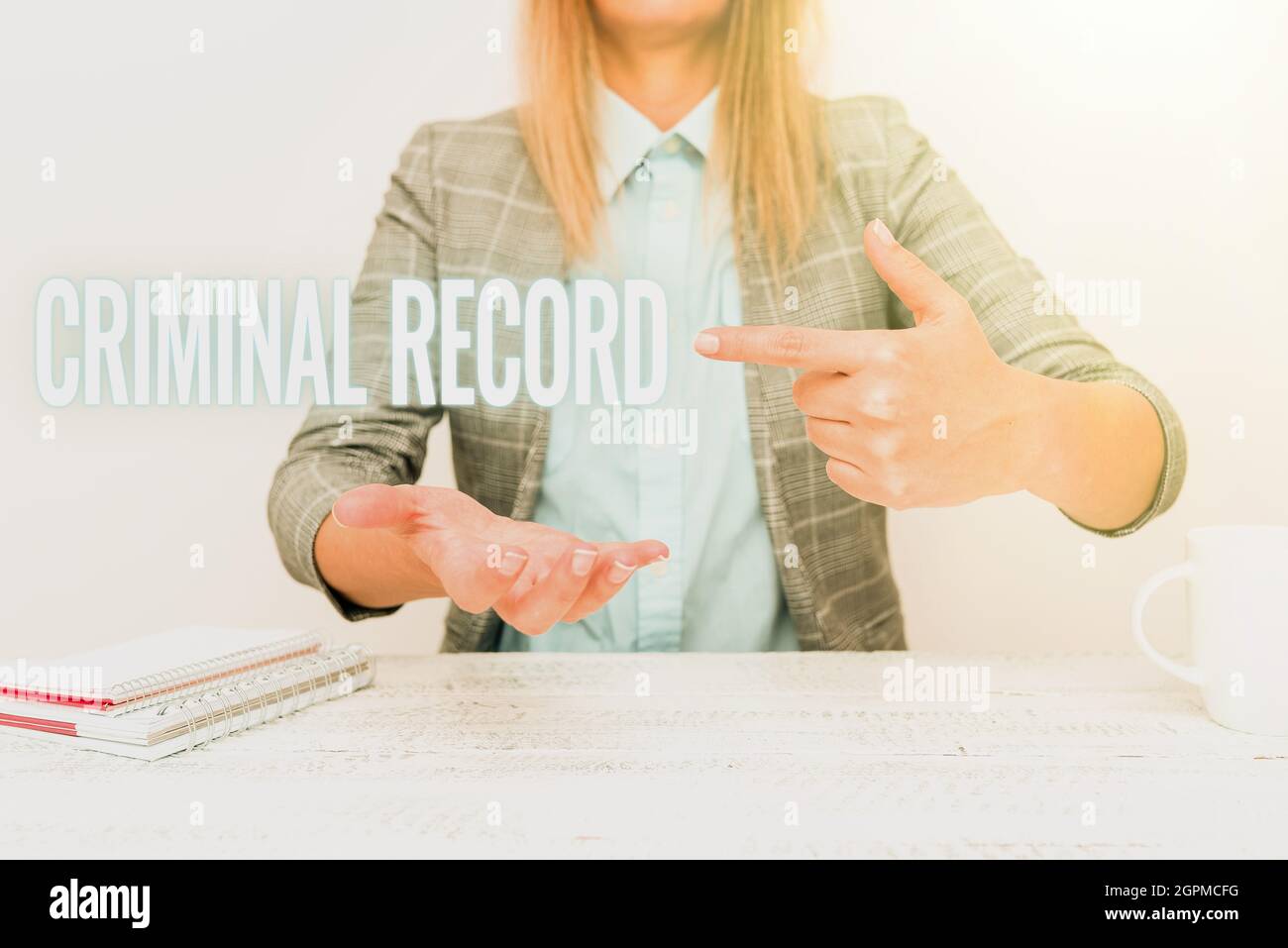 Text caption presenting Criminal Record. Conceptual photo profile of a ...