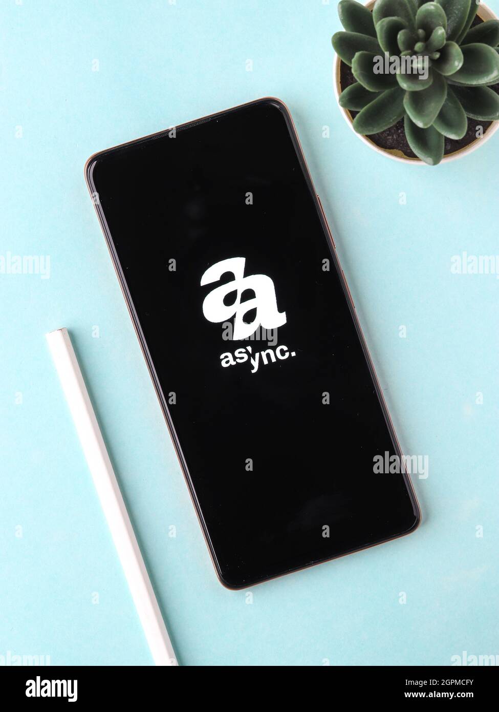 West Bangal, India - September 28, 2021 : Async art logo on phone ...
