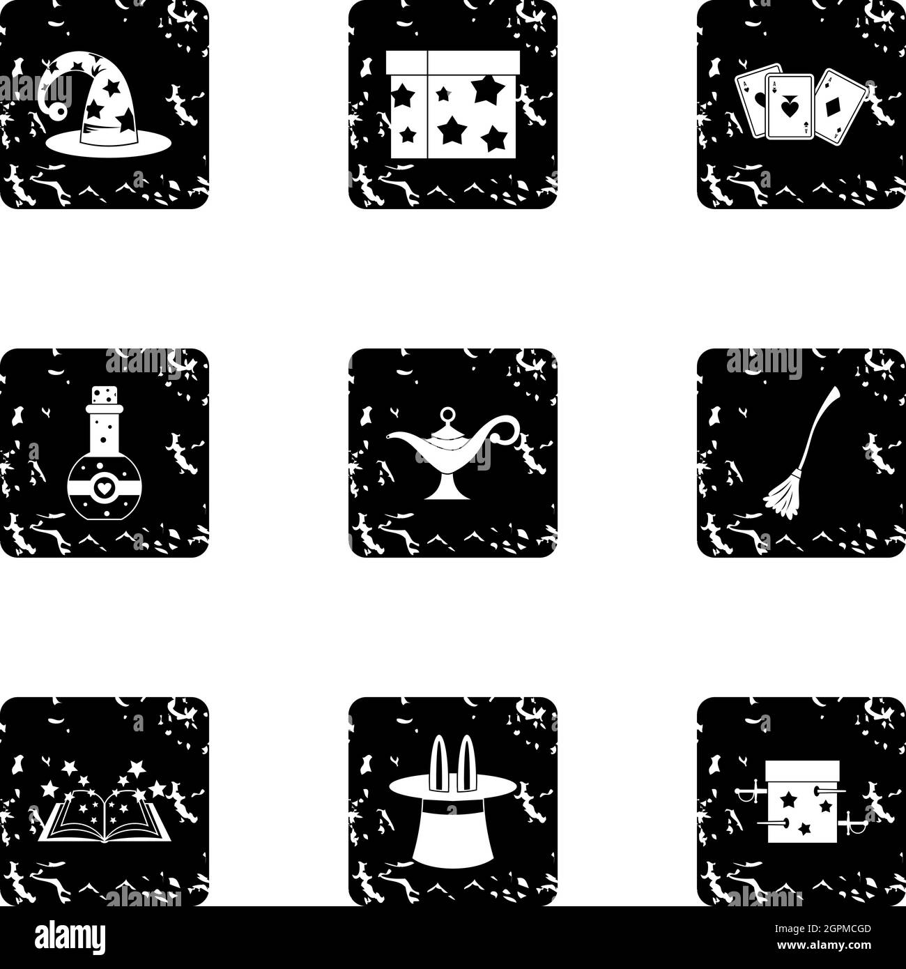 Magic set icons Black and White Stock Photos & Images - Alamy