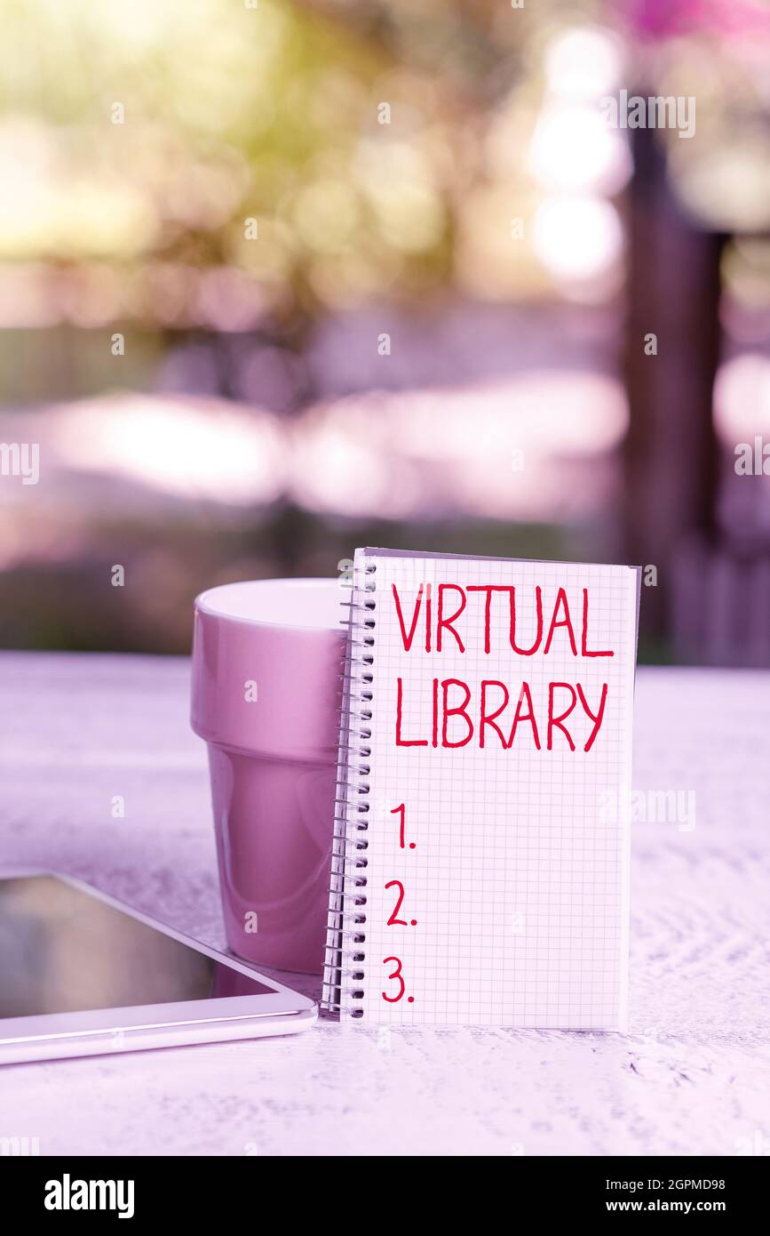 Inspiration showing sign Virtual Library. Business overview collection ...