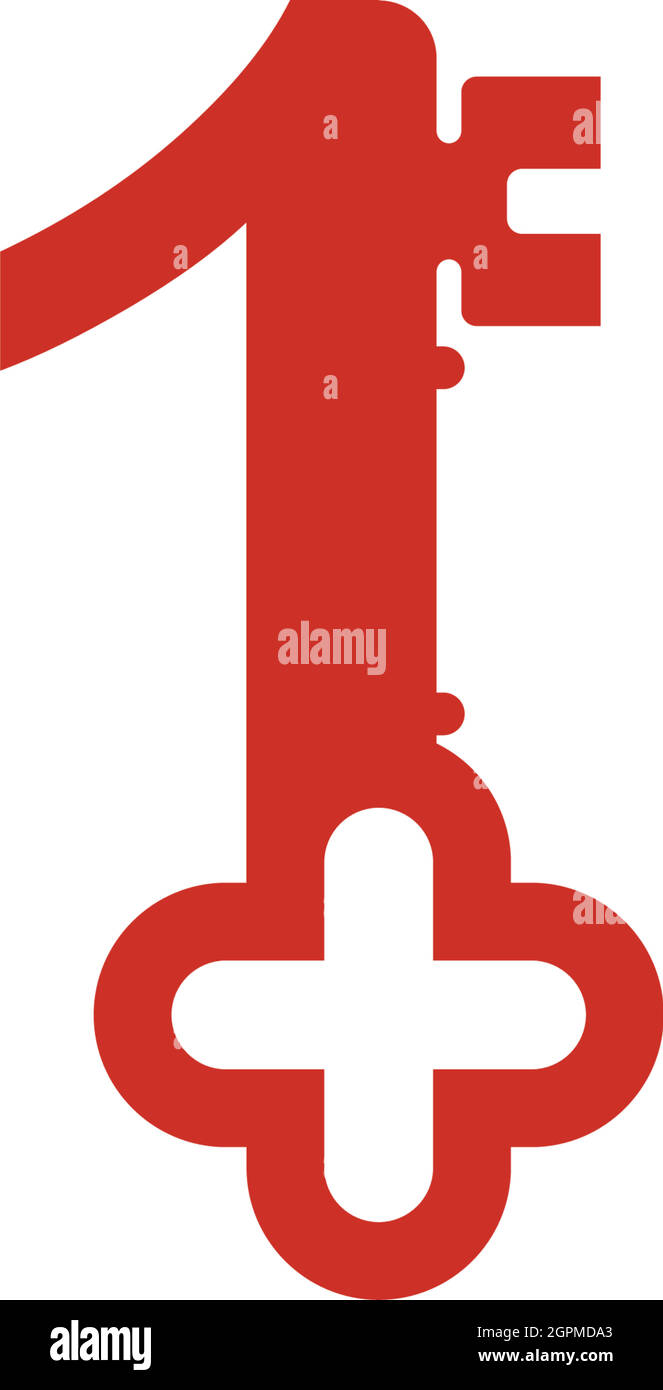Number 1 logo icon with key icon design symbol template Stock Vector ...