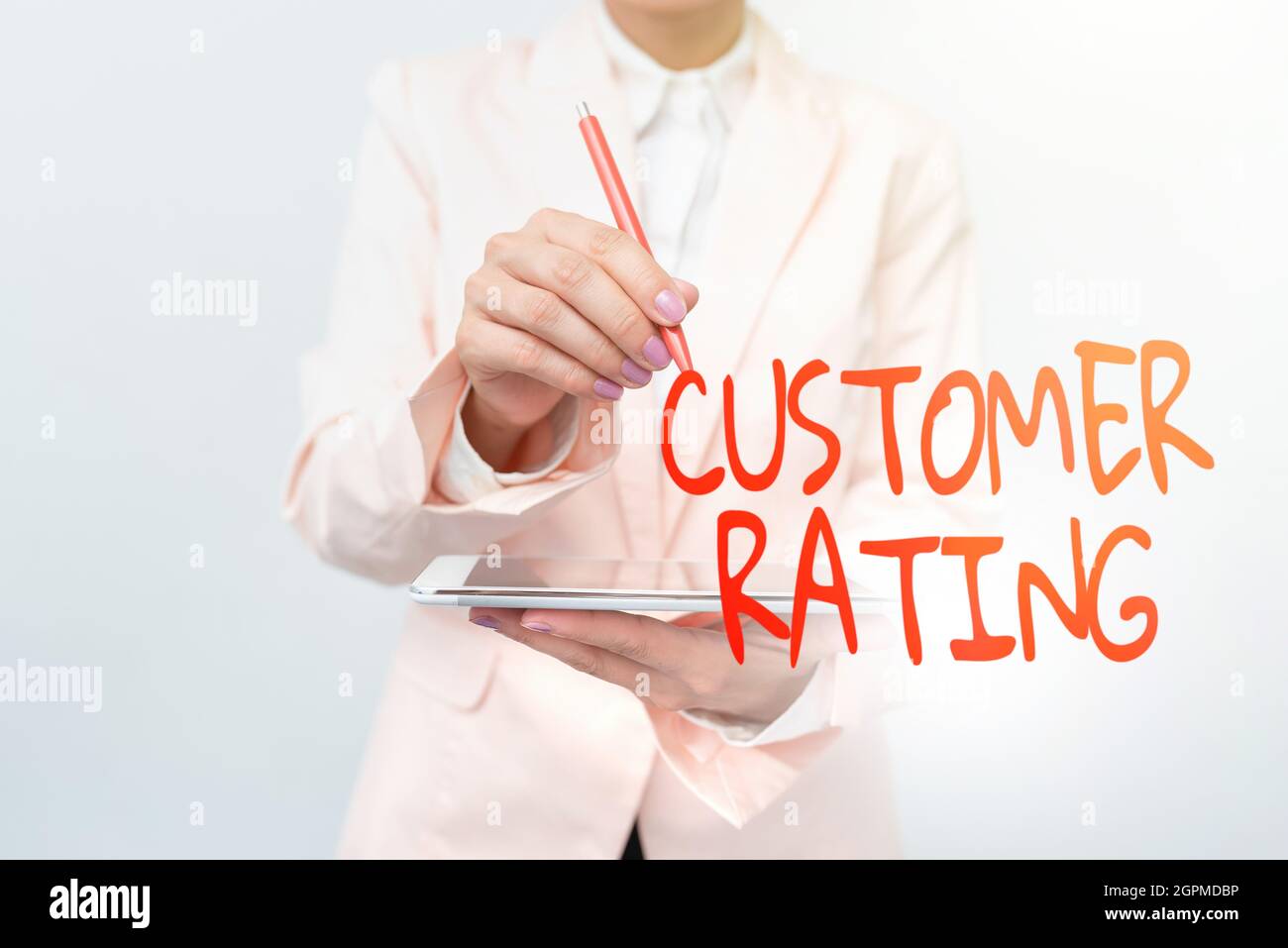 Hand writing sign Customer Rating. Concept meaning Each point of the ...