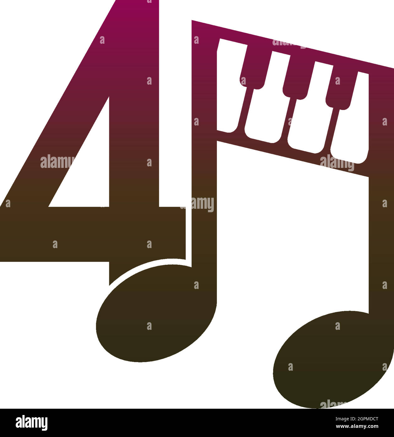 Number 4 logo icon with musical note design symbol template Stock ...