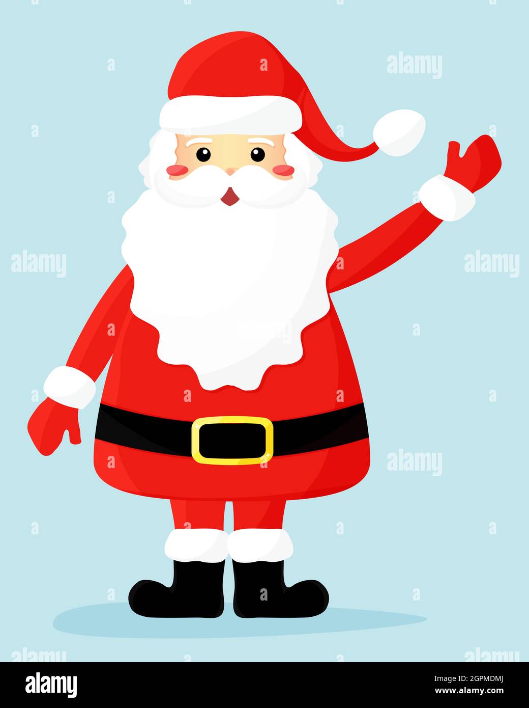 Christmas character Santa Claus standing and pointing with hand. Vector ...