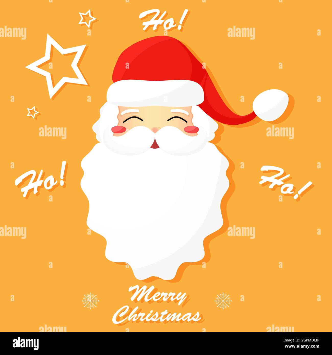 Christmas character Santa Claus smiling with eyes closed. Vector ...
