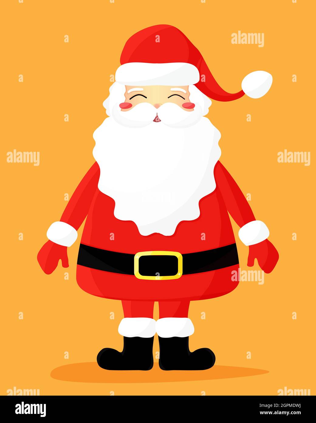 Christmas character Santa Claus standing and smiling with eyes closed ...
