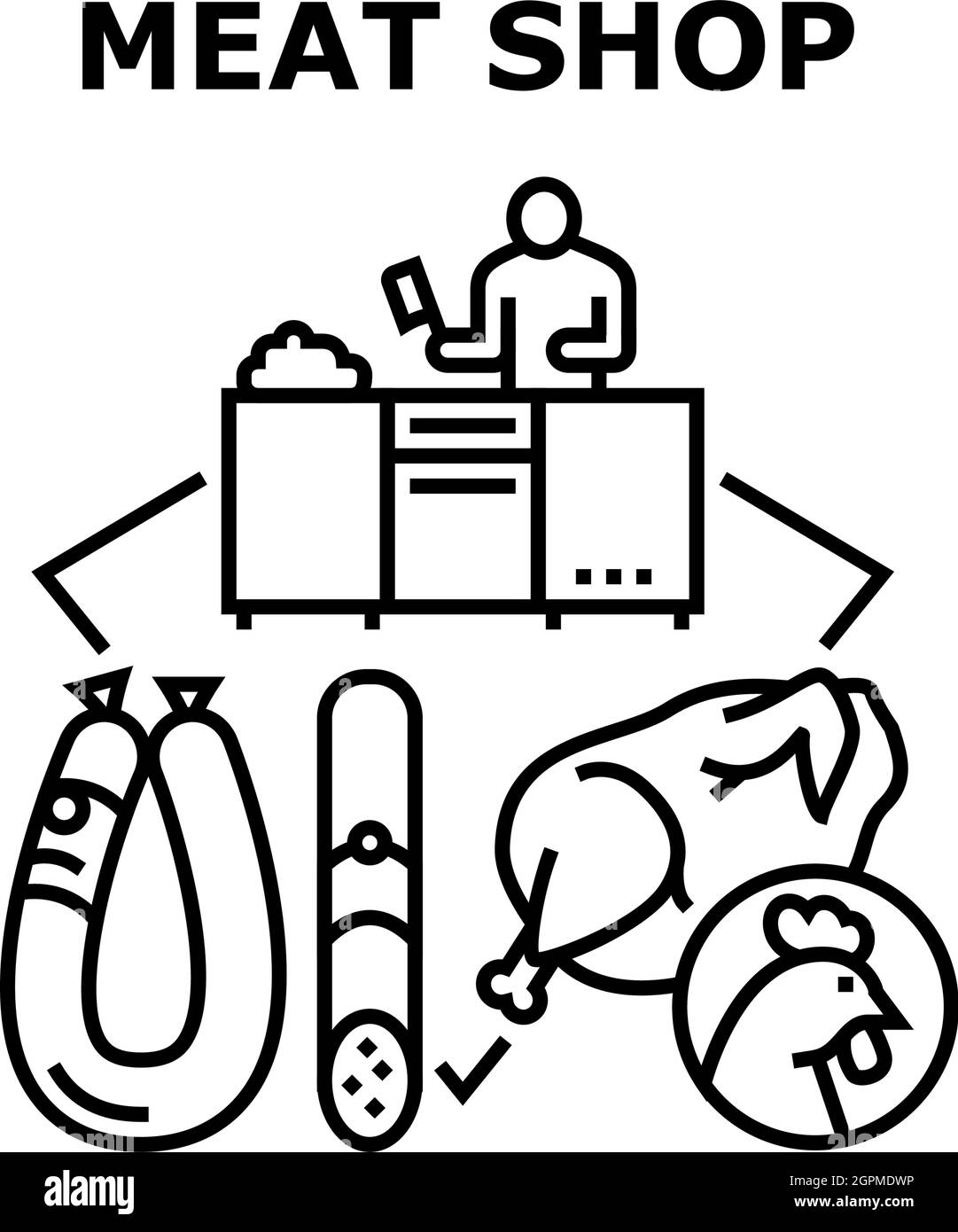 Meat Shop Market Vector Concept Color Illustration Stock Vector Image ...