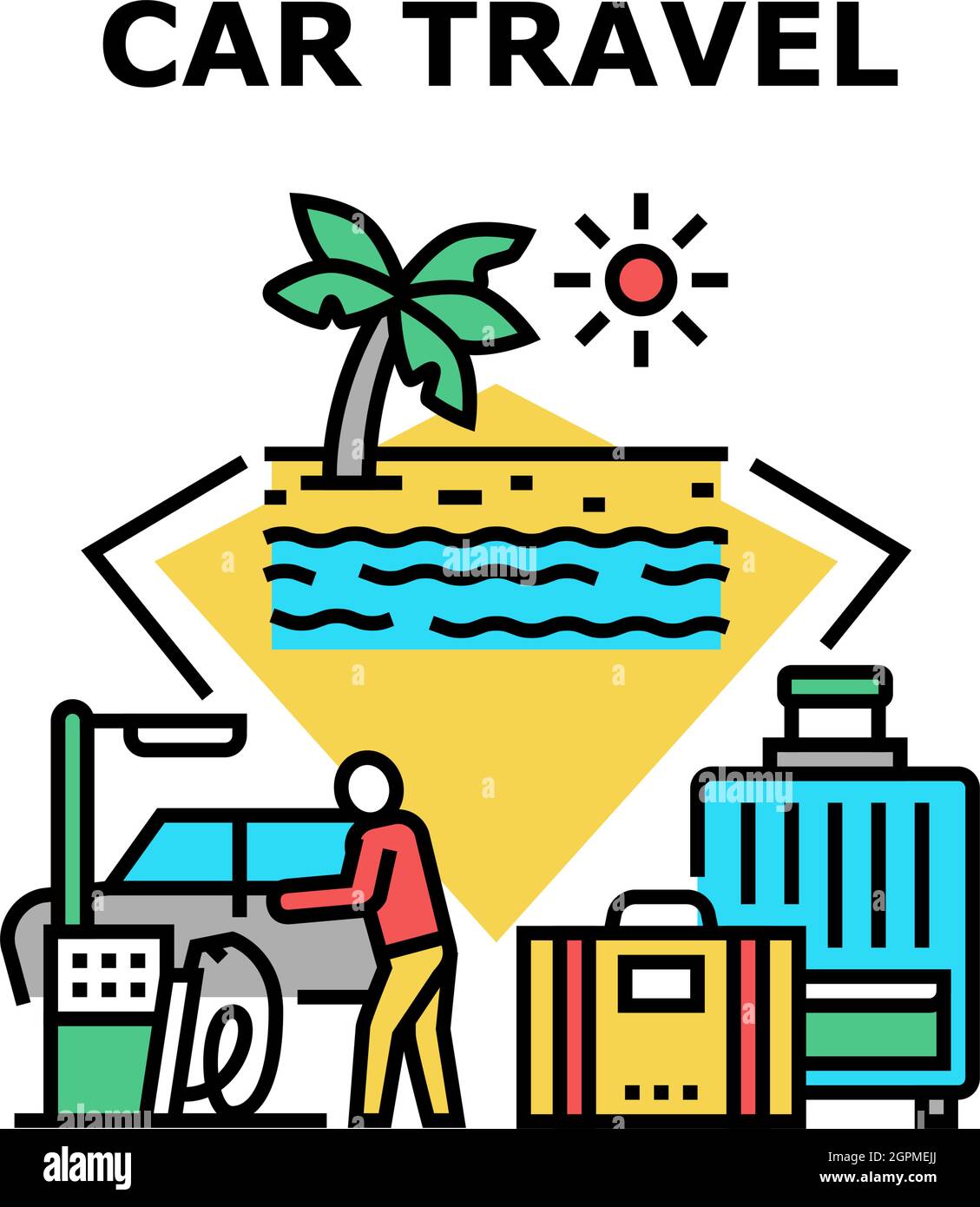 Car Travel Vacation Concept Color Illustration Stock Vector Image & Art ...