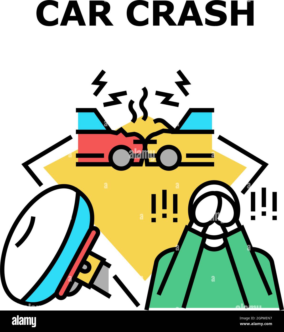 Car Crash Accident Concept Color Illustration Stock Vector Image & Art ...