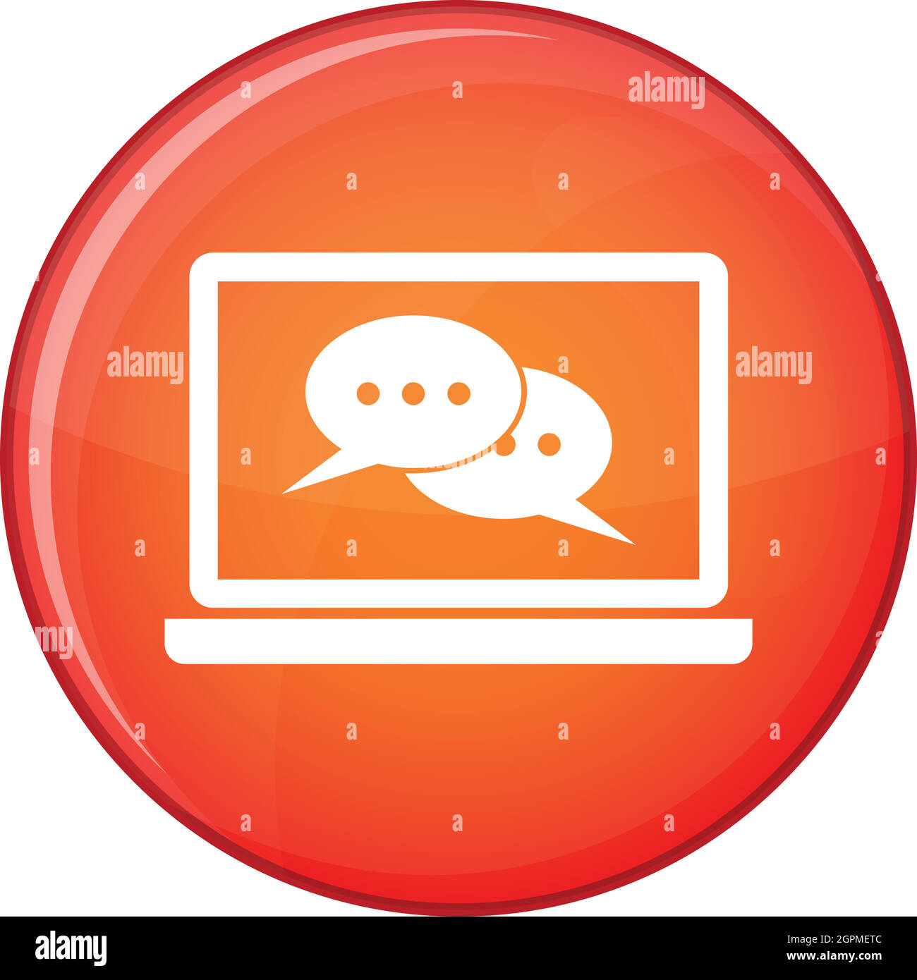 Speech bubbles on laptop screen icon, flat style Stock Vector Image ...