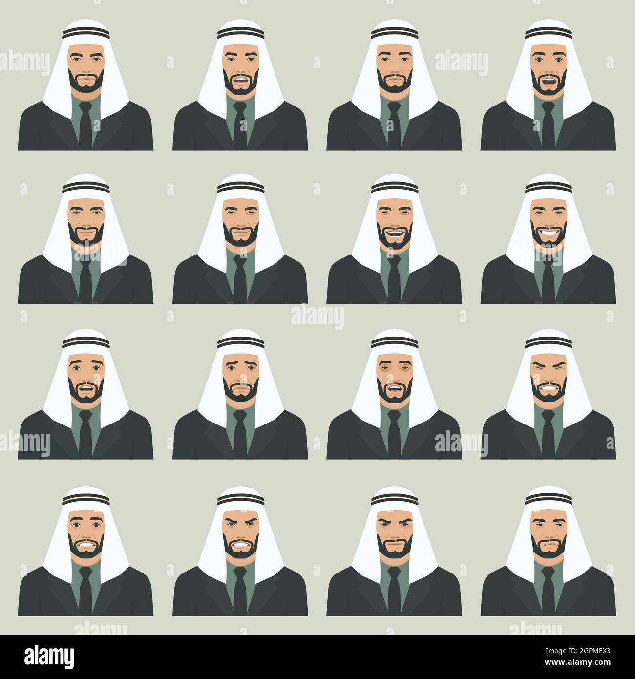 expression businessman vector illustration of a arabic face expressions ...