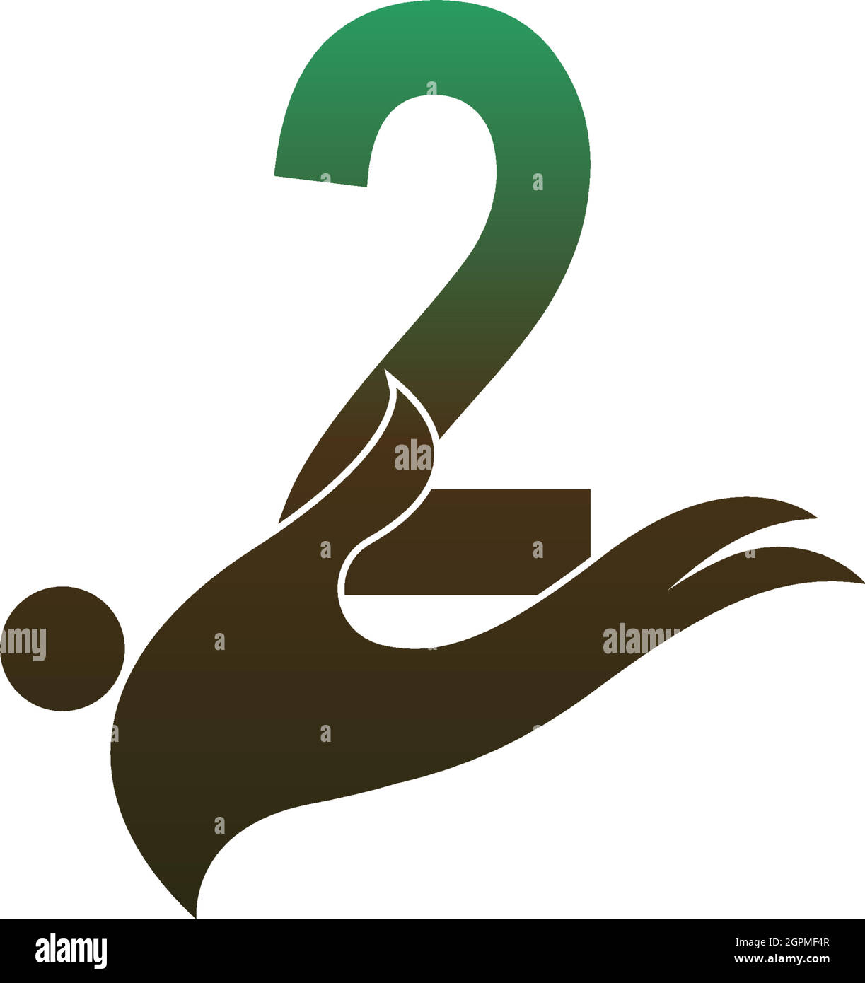 Number 2 logo icon with people hand design symbol template Stock Vector ...